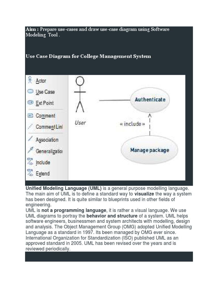 Modeling Tool .: Aim: Prepare Use-Cases and Draw Use-Case Diagram Using Software | PDF | Use ...