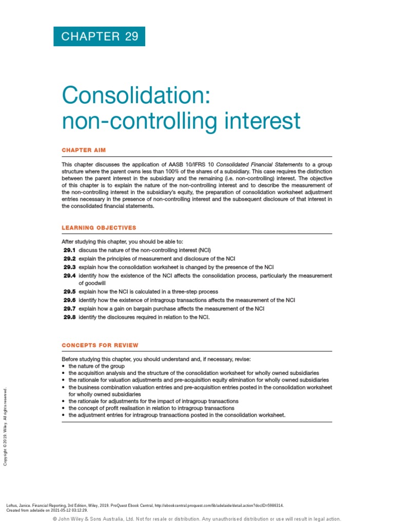 Chap 29 Consolidation Non-Controlling Interest) | PDF