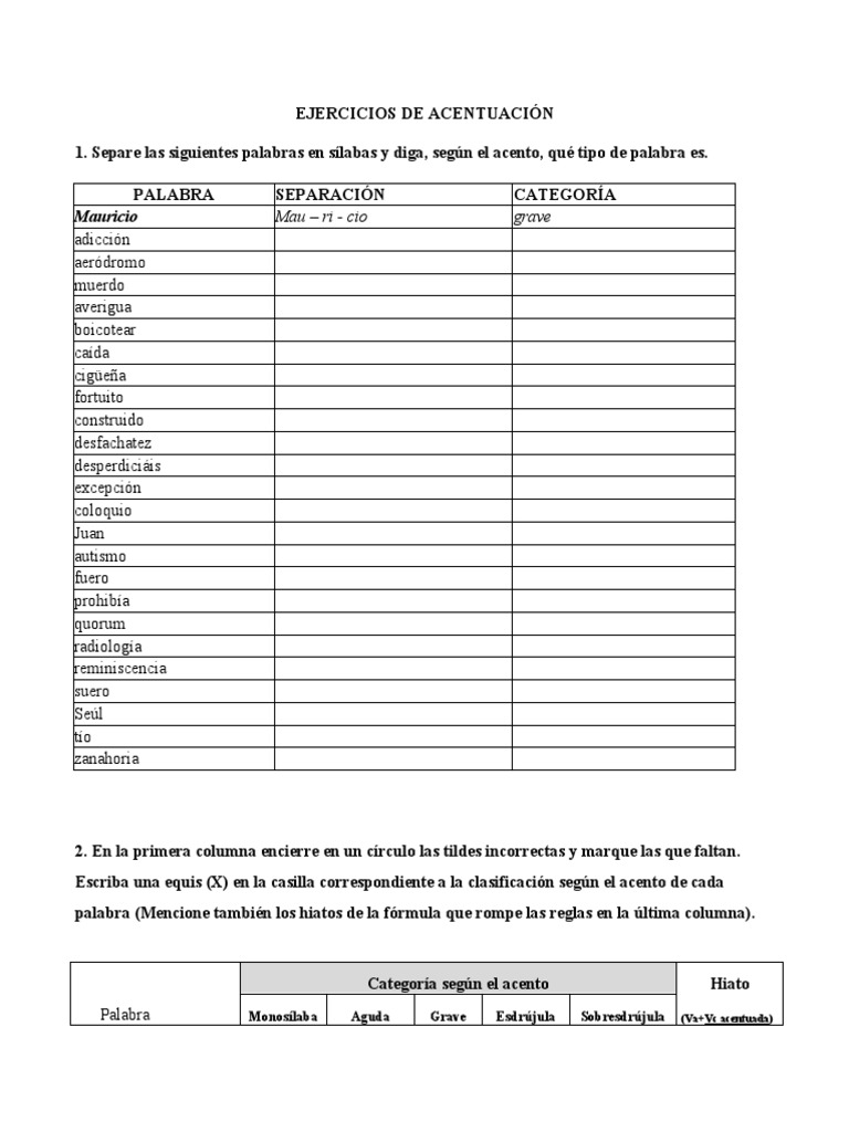 Ejercicios de Acentuación y Corrección | PDF | Mujer | Patriarcado