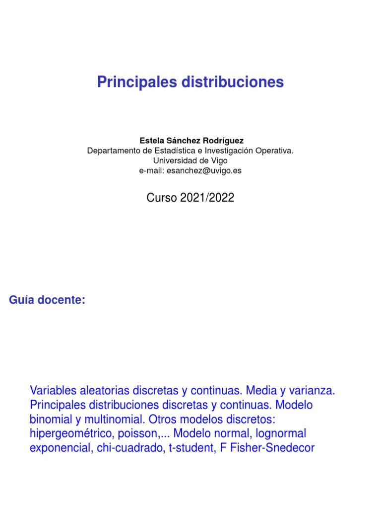 Distribuciones-1 Estadística | PDF | Enseñanza de matemática | Distribución de veneno