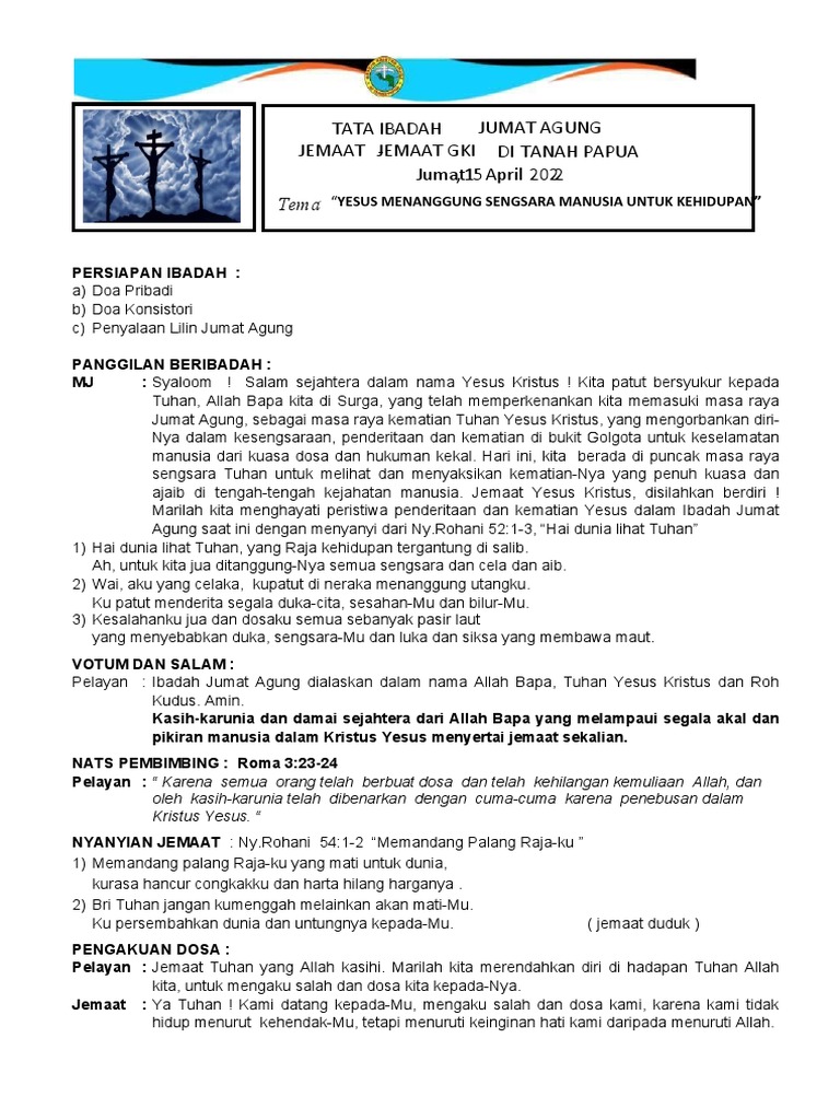 Tata Ibadah Jumat Agung Gki TP 2022 | PDF