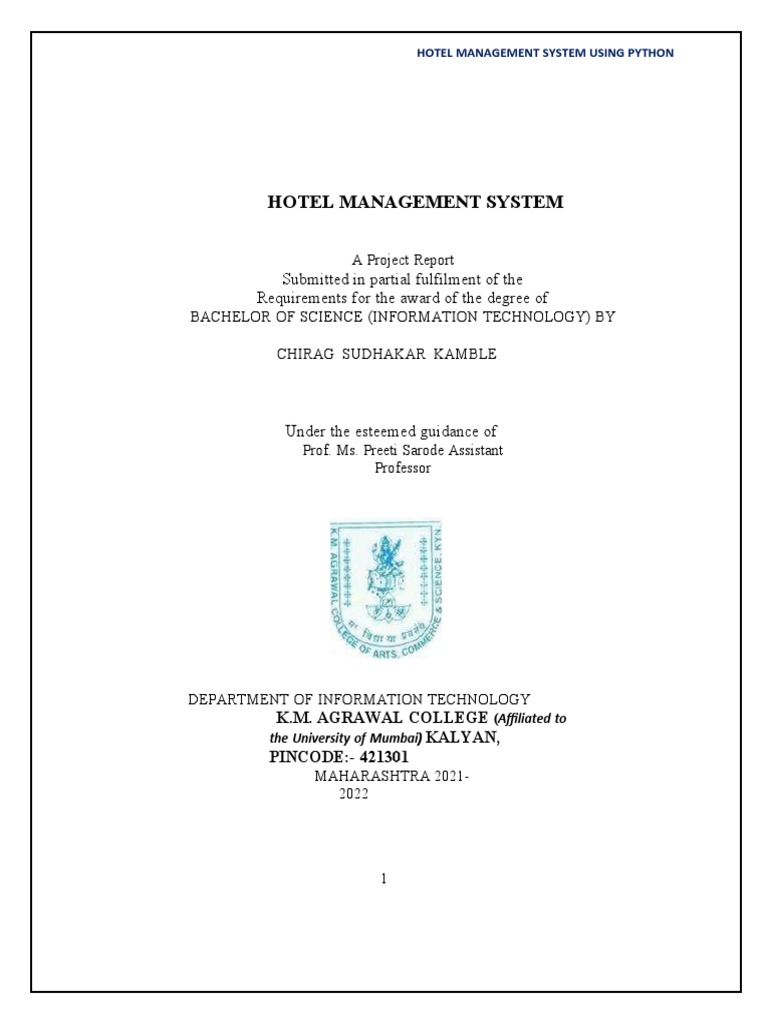 Hotel Management Project | PDF | System | Project Management