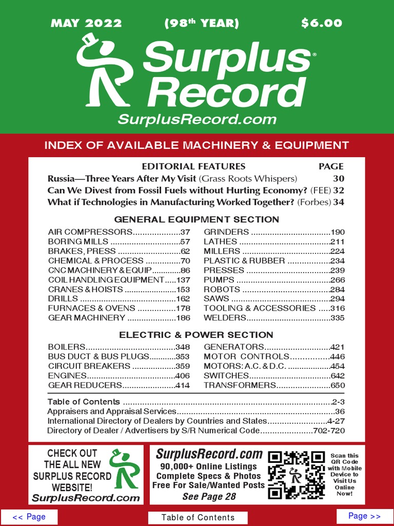 MAY 2022 Surplus Record Machinery & Equipment Directory | PDF ...