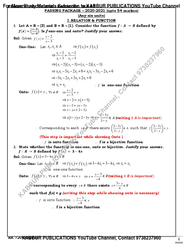 2nd PUC Maths Passing Package 2021 | PDF | Function (Mathematics) | Algebra