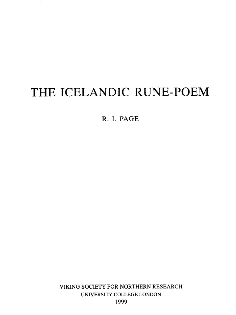R.I.Page - The Icelandic Rune-Poem | PDF | Runes | Symbols