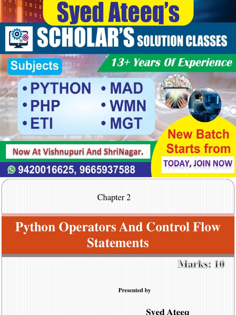 Python Operators and Control Flow Guide | PDF | Control Flow | Python (Programming Language)