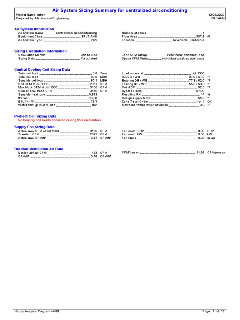 Load Calculation New | PDF | Ventilation (Architecture) | Air Conditioning