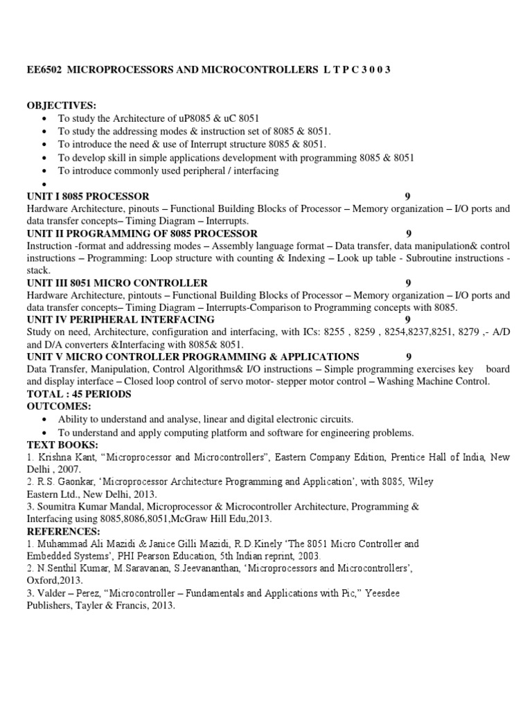 Microprocessors And Microcontrollers Notes Pdf Central Processing Unit Inputoutput