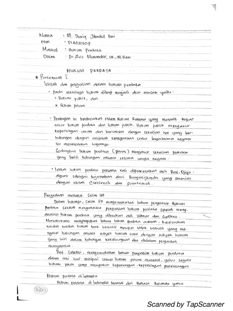 Resume Hukum Perdata E1 | PDF