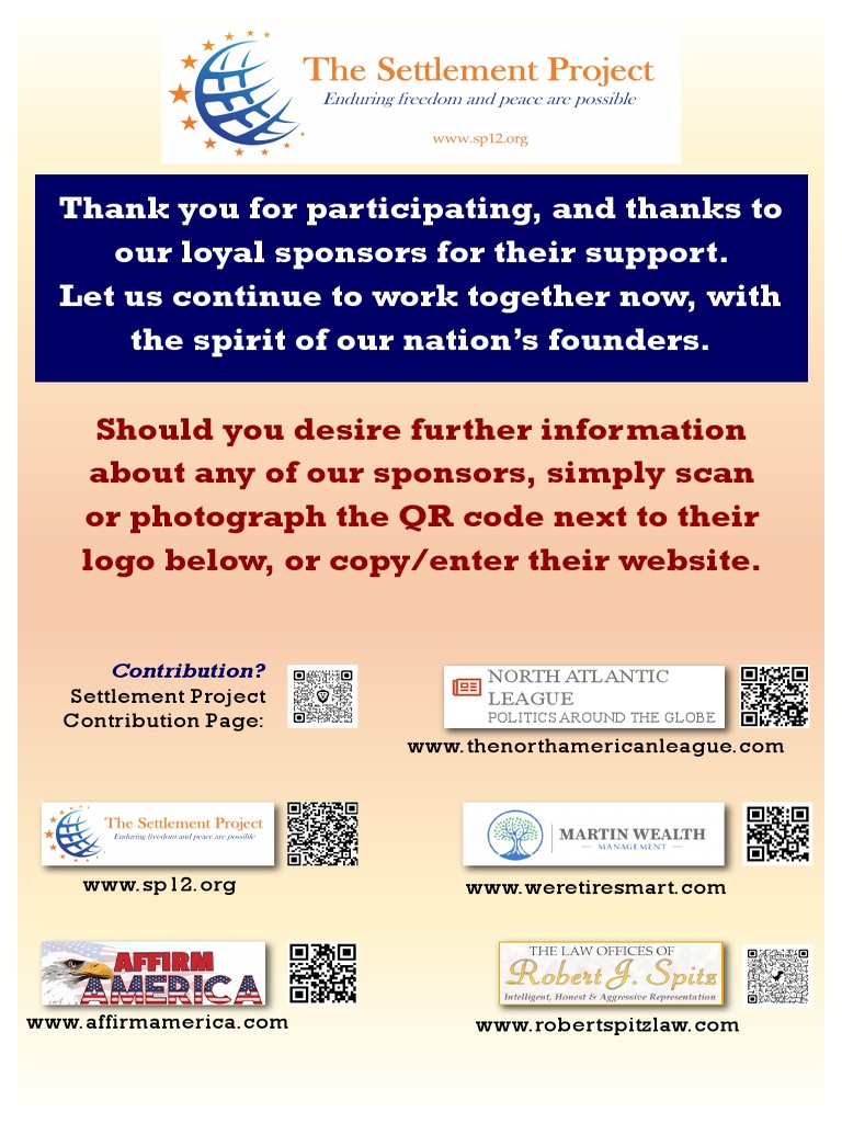 Sponsors Poster For Settlement Project Event MAR26 2022 | PDF | Social ...