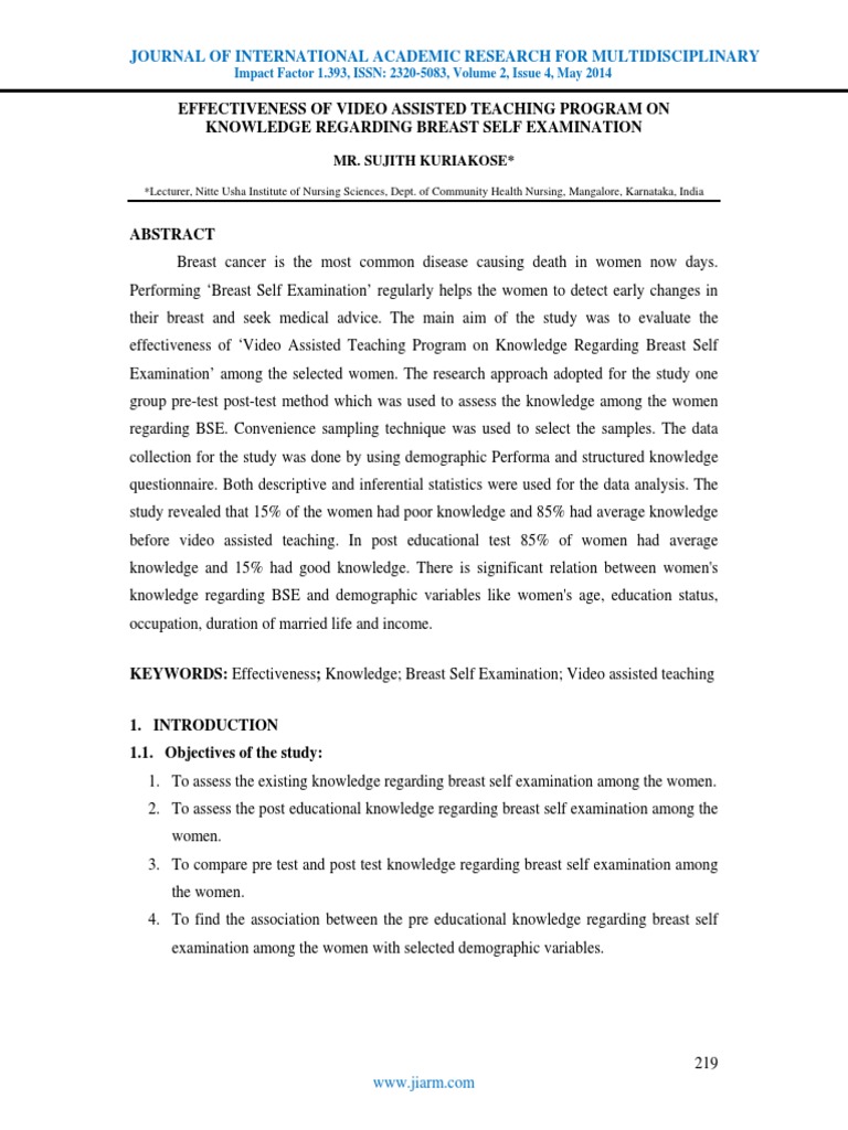 Effectiveness of Video Assisted Teaching Program On Knowledge Regarding ...