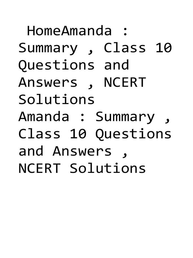 Amanda Poem | PDF | Rapunzel | Poetry