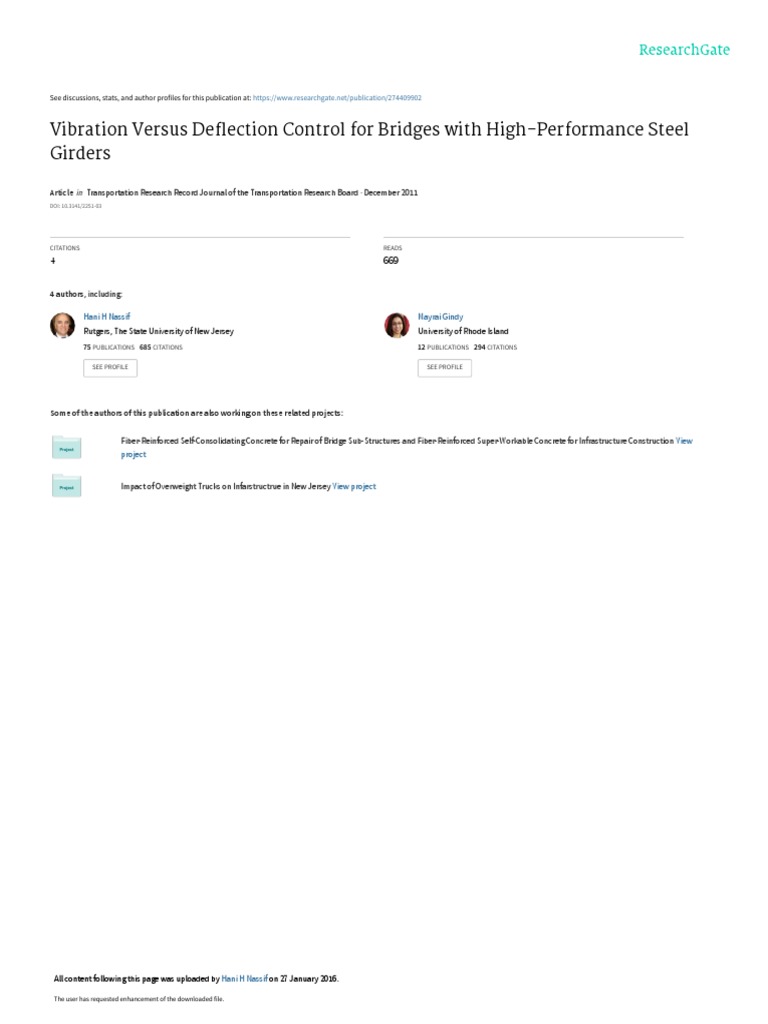 Vibration Versus de Ection Control For Bridges With High-Performance ...
