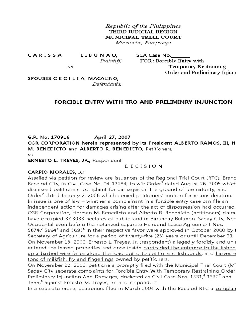 Forcible Entry, Damages Are Recoverable in Separate Action, Scdec | PDF