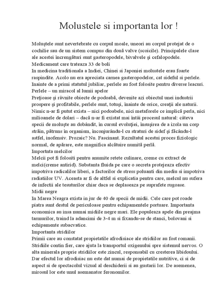 Molustele Si Importanta Lor | PDF