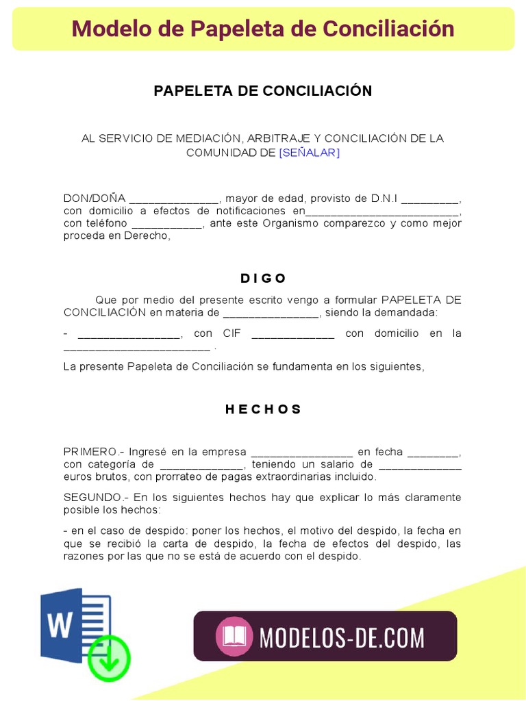 Modelo de Papeleta de Conciliación General | PDF