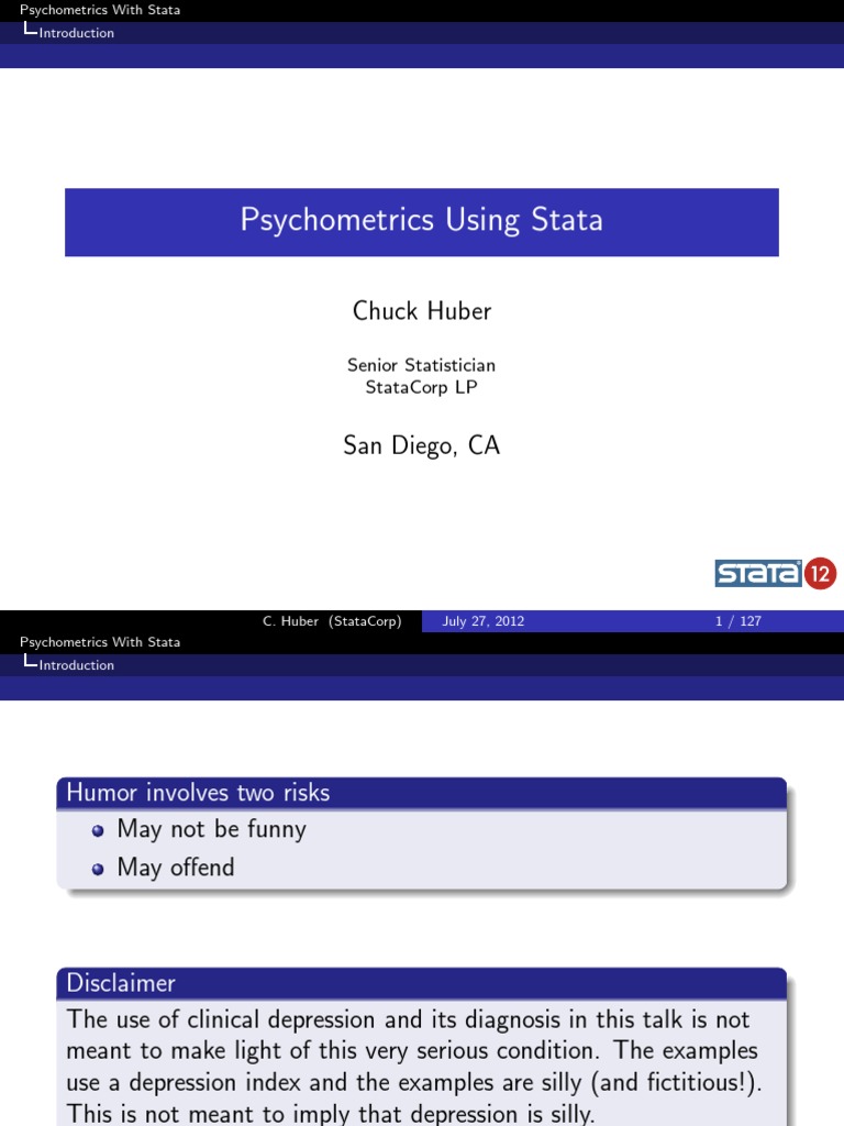 Psychometrics Using Stata 2012 Pdf Psychometrics Scientific Method