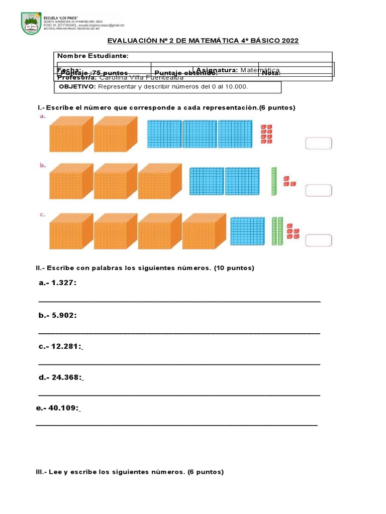 Prueba Numeros Hasta El 10.000 | PDF | Matemáticas | Algoritmos
