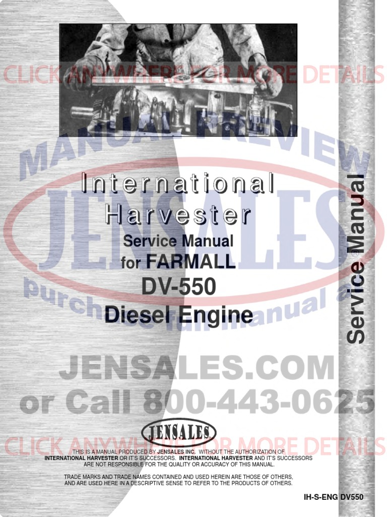 International Harvester Service Manual Ih S Eng Dv550 | PDF | Pump | Piston