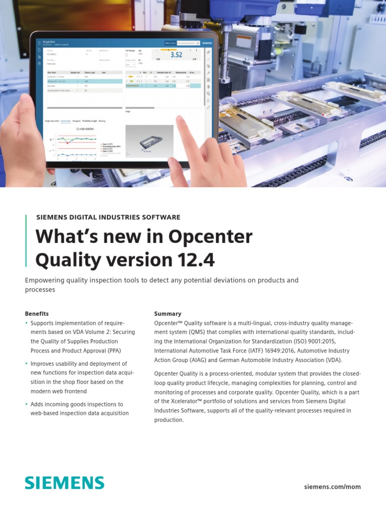 Siemens SW Whats New in Opcenter Quality 12-4 Fact Sheet - tcm27-98051 ...