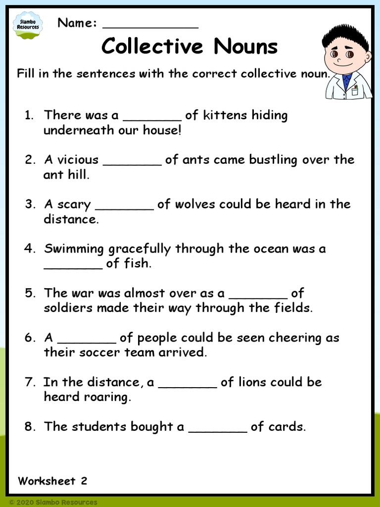 Grade 4 Collective Nouns Worksheet 2 | PDF