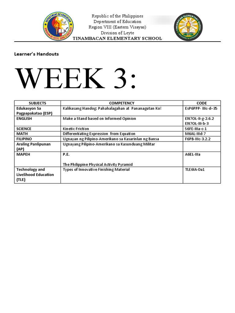 Quarter 3 Week 3 Lesson | PDF