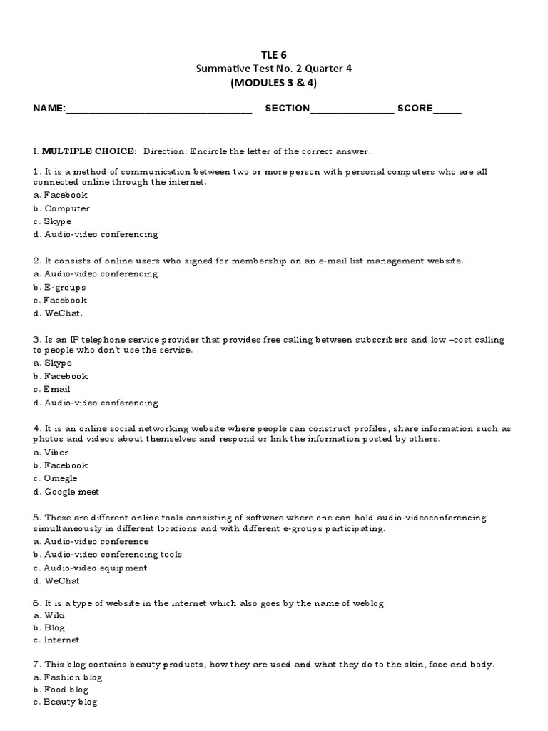 ST Tle 6 No. 2 - Q4 | PDF | Blog | Internet