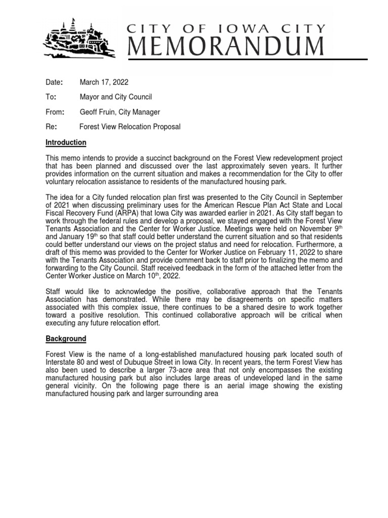 FV Relocation Memo Final Draft | PDF | Affordable Housing | Lease