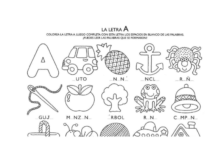 Palabras Con La Letra A para Colorear | PDF