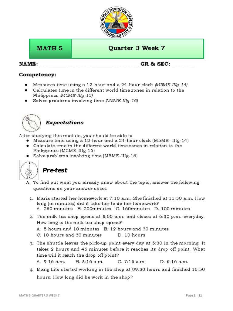 Math 5 Q3 Week 7 | PDF | Spacetime