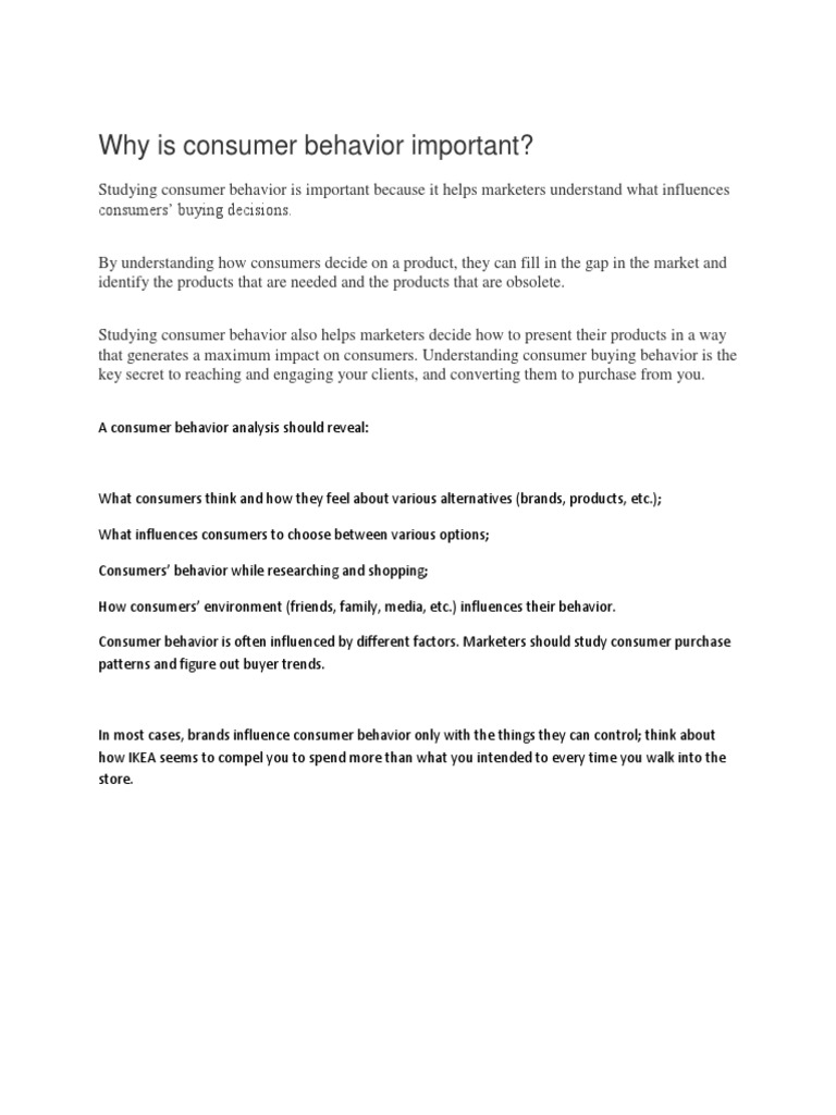 Why Is Consumer Behavior Important | PDF | Business | Social Science