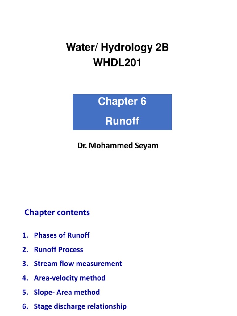 Ch.6 Runoff | PDF | Surface Runoff | Stream