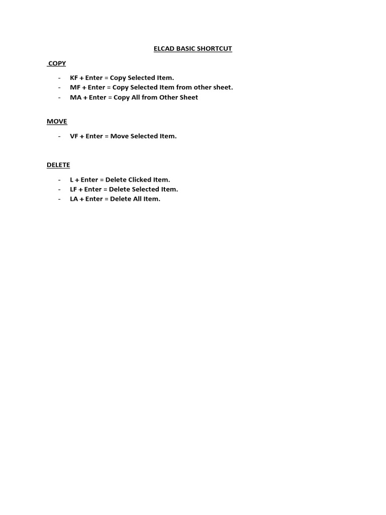 Elcad Basic Shortcut | PDF