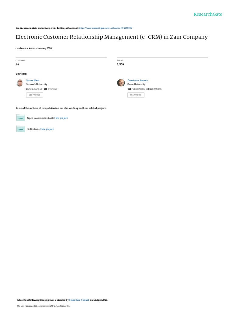 Electronic Customer Relationship Management (E-CRM) in Zain | PDF ...