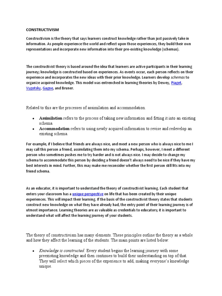 Constructivism: Piaget Vygotsky Gagne | PDF | Constructivism ...
