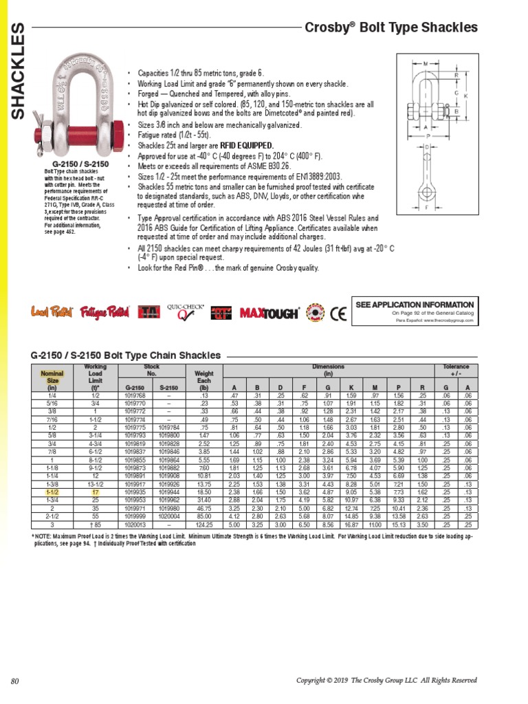 Crosby® Bolt Type Shackles 2 | PDF | Screw | Building Materials