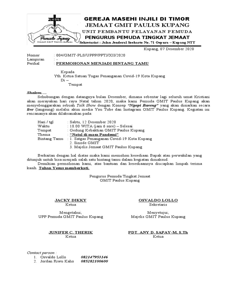 Undangan Talk Show Natal GMIT | PDF