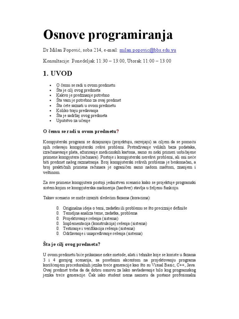 Osnove Programiranja | PDF