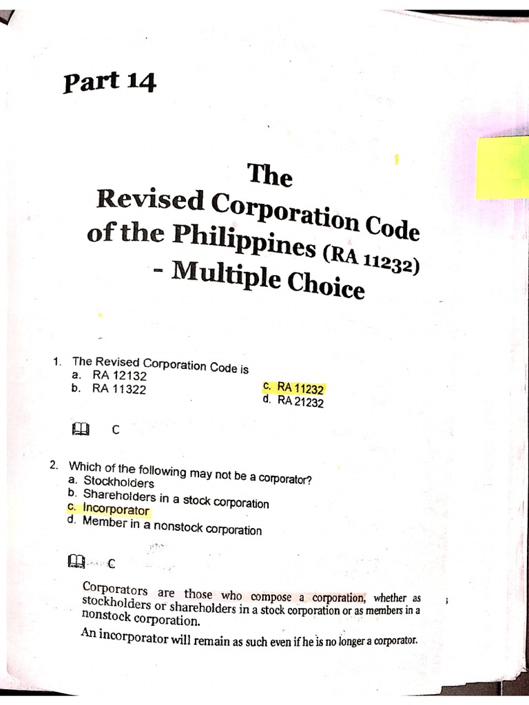 Revised Corporation Code by Ampongan PDF | PDF