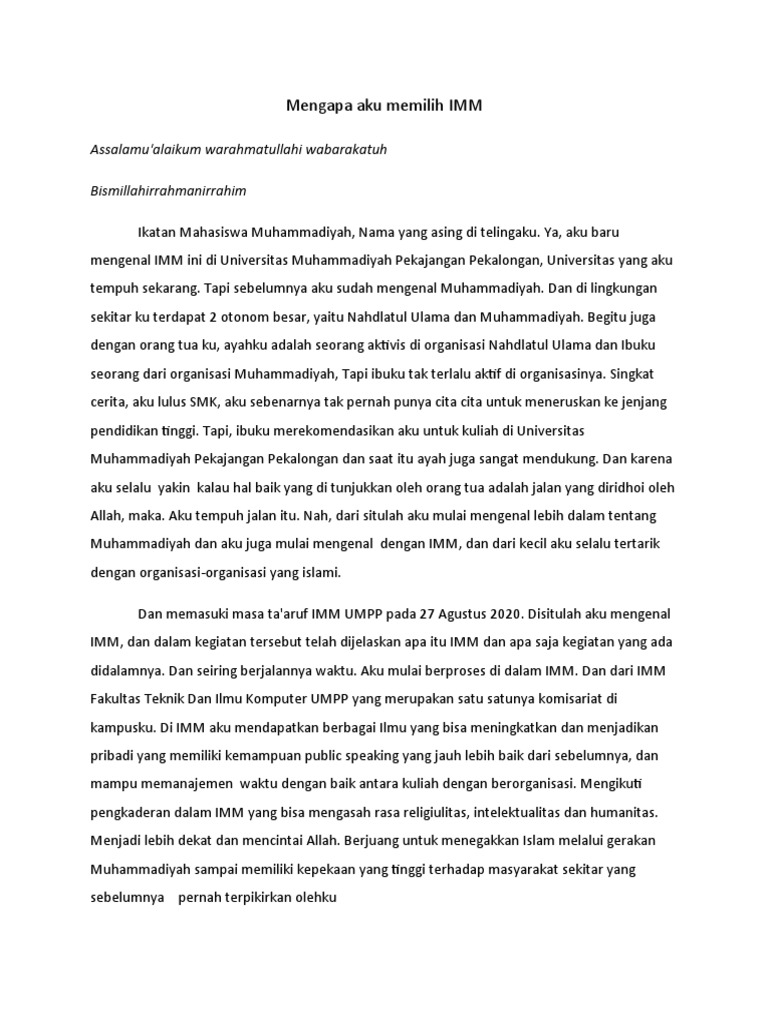 Mengapa Aku Memilih Imm | PDF