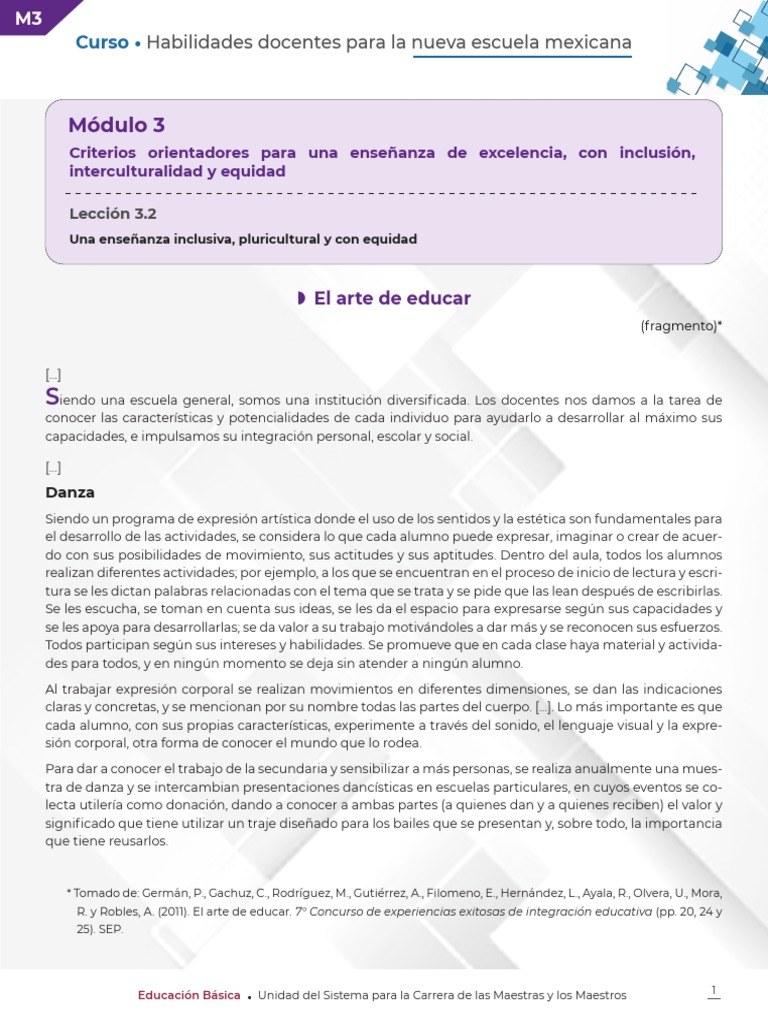M3 - Lección 3.2 - El Arte de Educar - Docentes - Nem | PDF