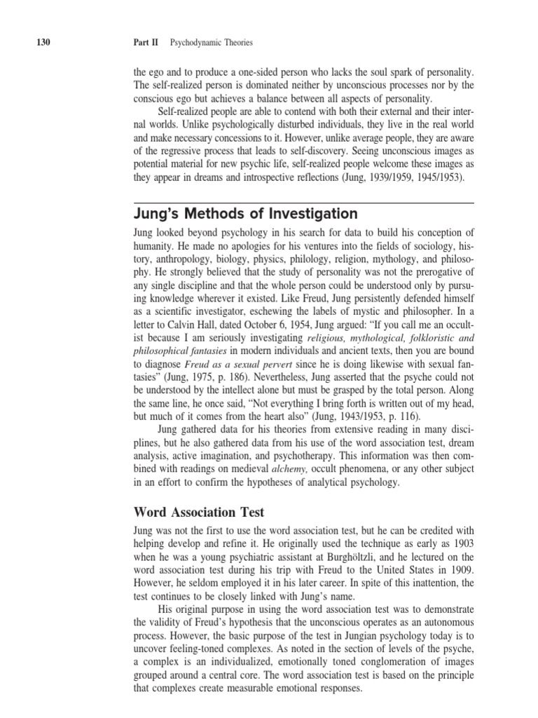 Jung's Methods of Investigation: Word Association Test | PDF | Carl ...