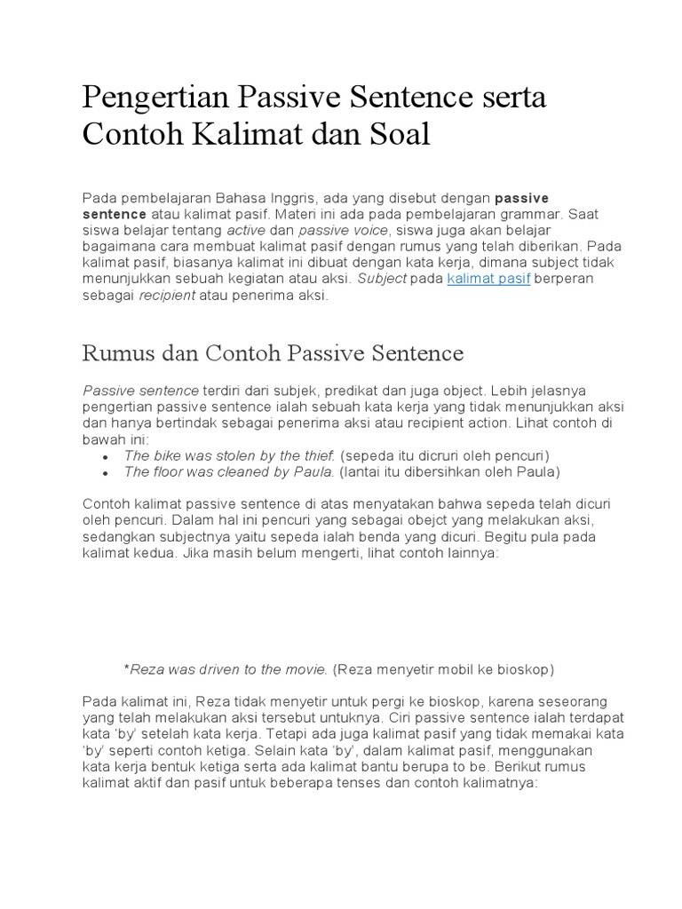 ARTINYA Passive Sentence | PDF