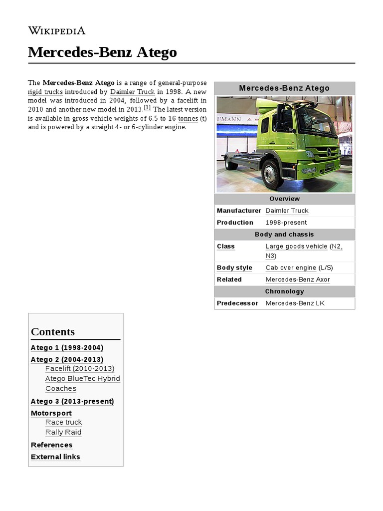Mercedes-Benz Atego | PDF | Automotive Industry | Motor Vehicle
