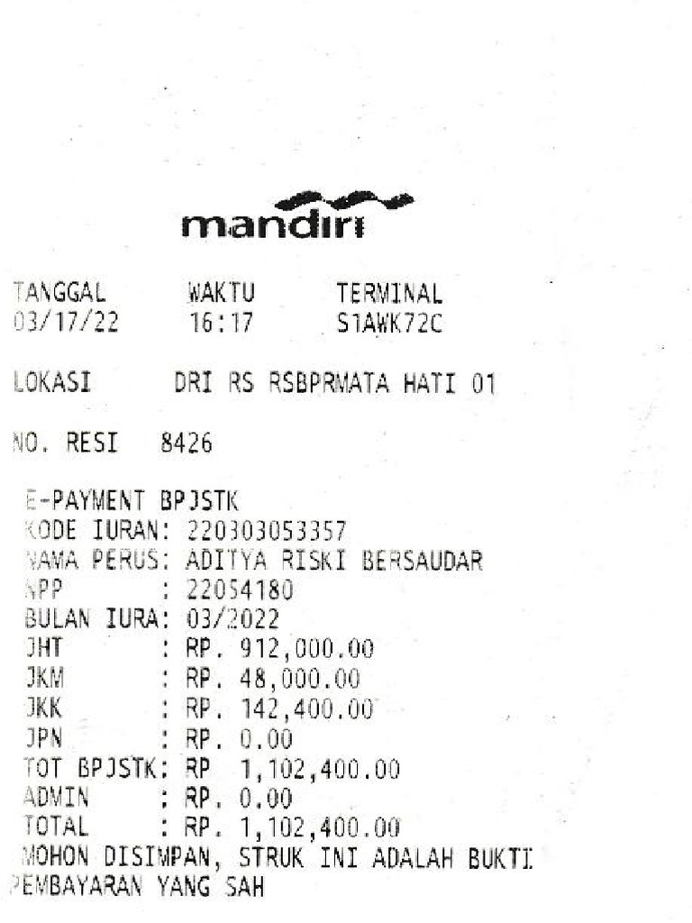 Bukti Pembayaran Bpjs | PDF