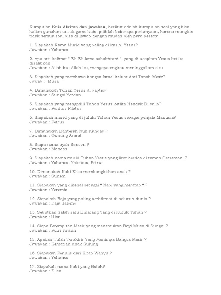 Kumpulan Kuis Alkitab | PDF