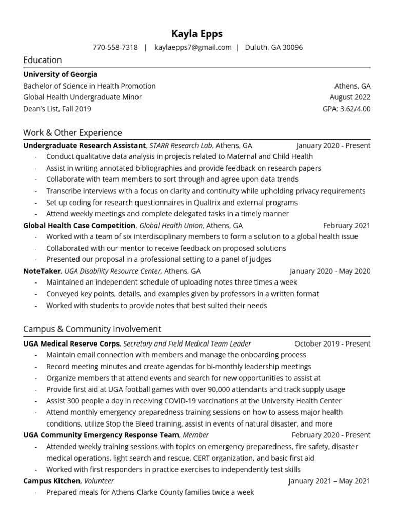 Kayla Epps Resume Pdf