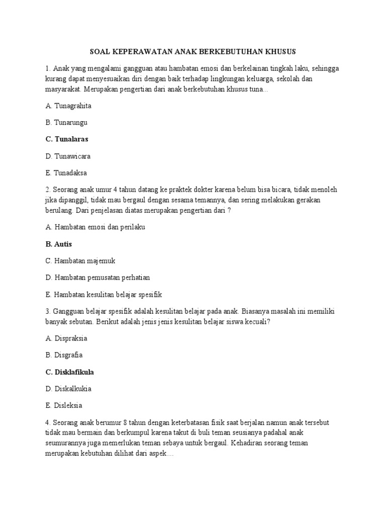 Soal ABK Kelas A | PDF