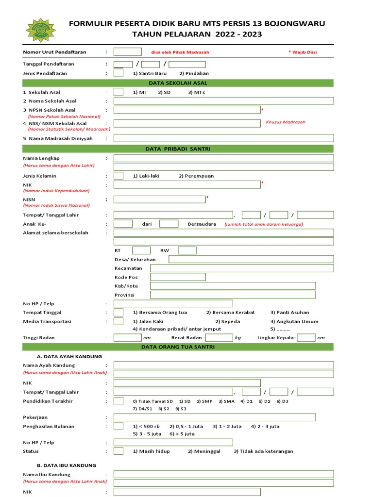 Formulir PPDB 2021 | PDF