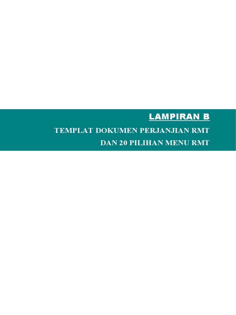 Templat Dokumen Perjanjian RMT Dan 20 Pilihan Menu RMT: Lampiran B | PDF